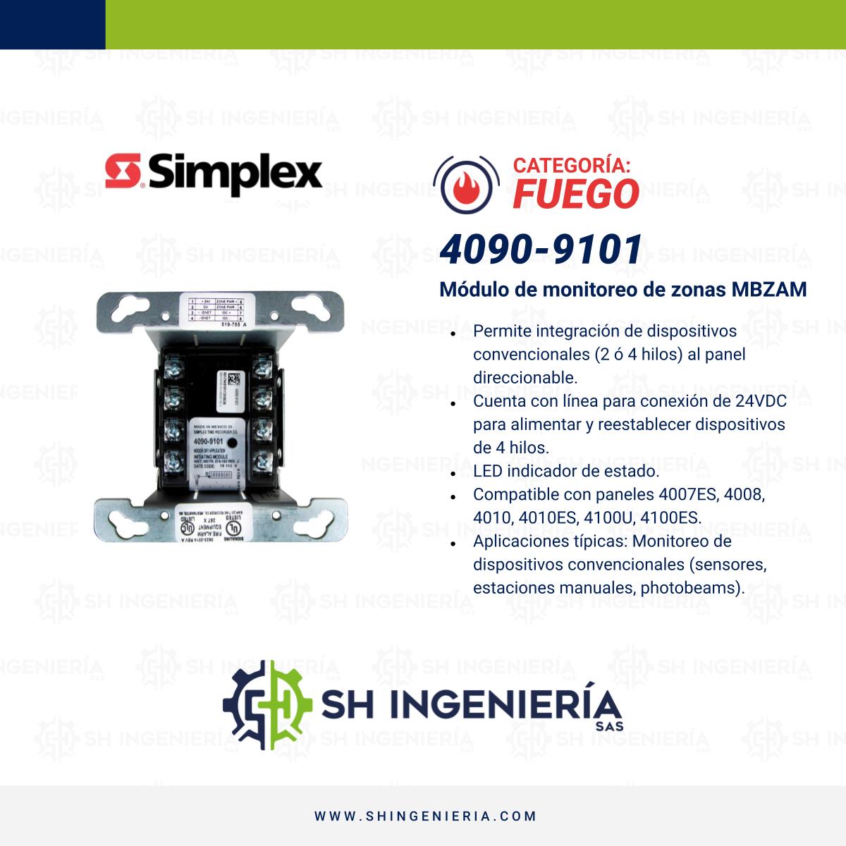 4090-9101 Módulo de monitoreo de zonas MBZAM Simplex - SH Ingeniería
