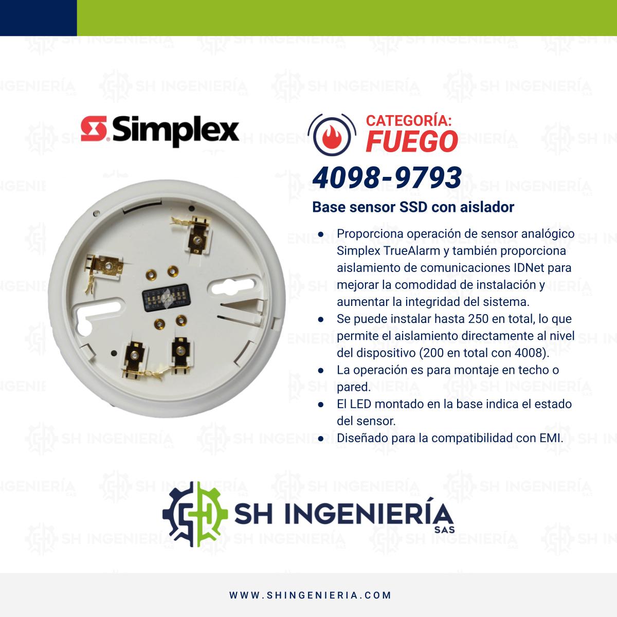 SH Ingeniería | 4098-9793 Base sensor SSD con aislador Simplex