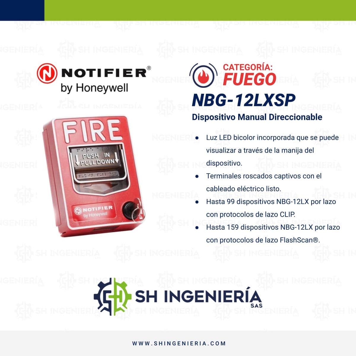 SH Ingeniería | NBG-12LXSP Estación manual: Doble Acción - Direccionable Notifier